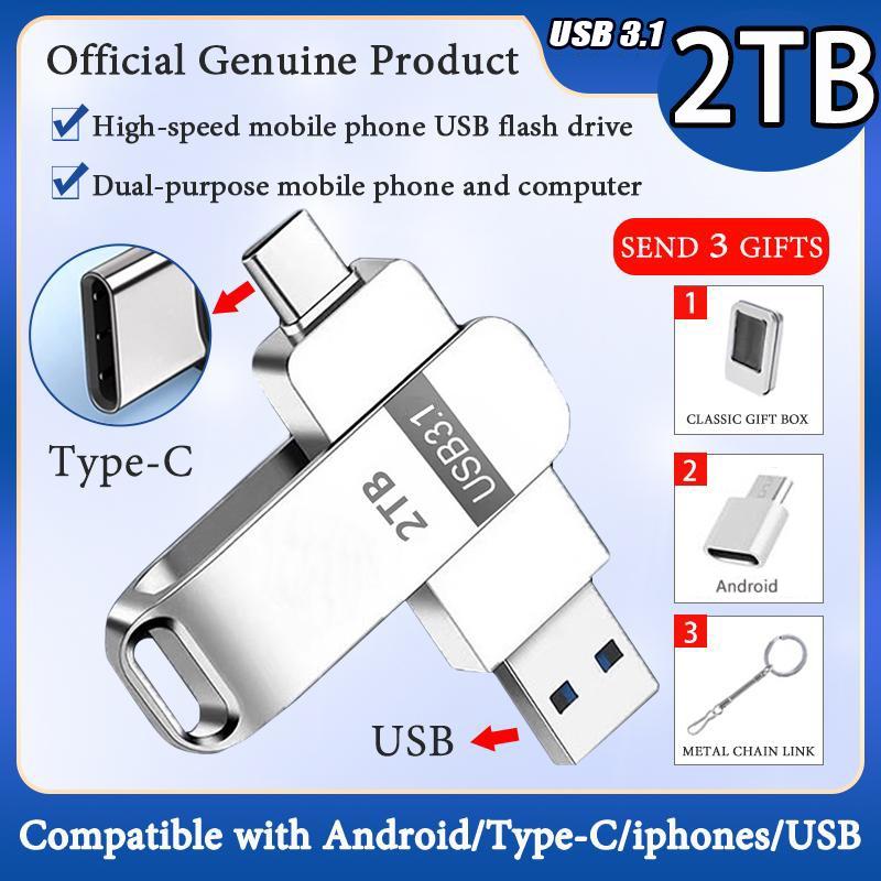 2TB OTG 3-dalam-1 USB pemacu kilat USB cakera keras jenis C Flash ...