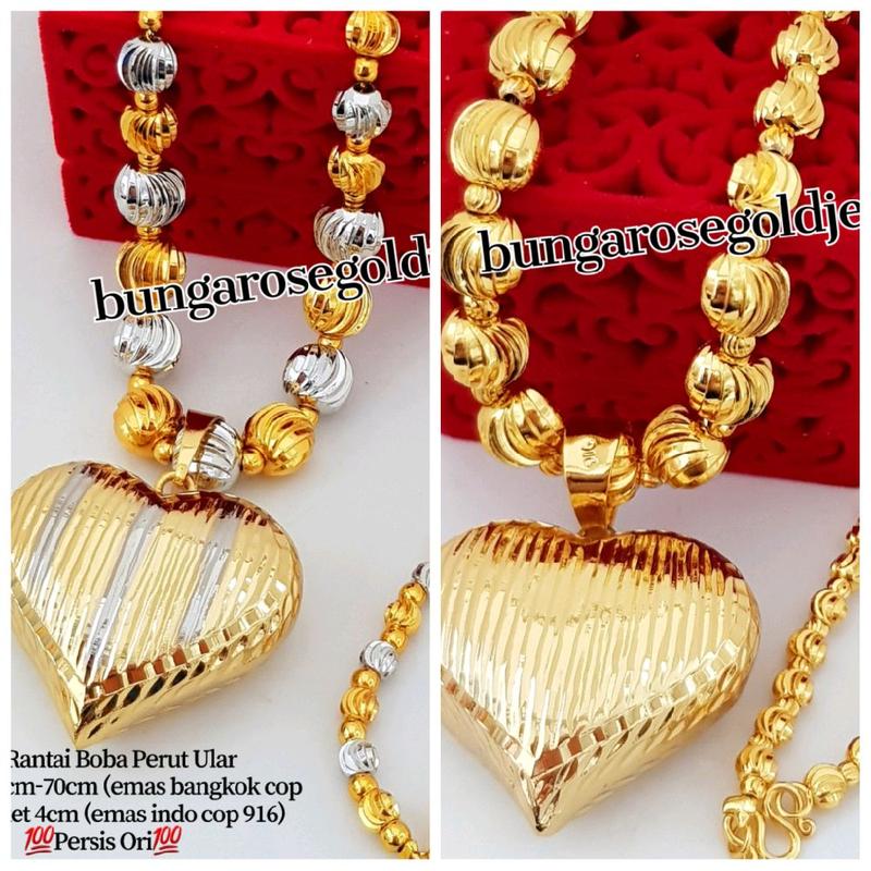 Set Rantai Boba Perut Ular 0.4cm-0.9cm-70cm (emas bangkok co - TikTok ...