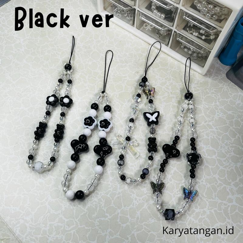 Gantungan Hp Manik Mutiara Hitam Strap Hp Model Korea Lucu ala - Shop ...