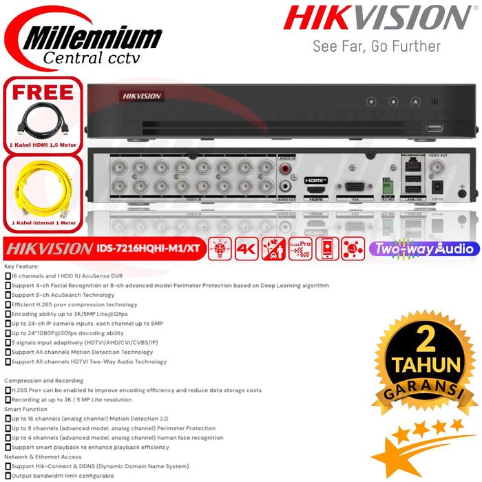 Promo DVR HIKVISION 16CH iDS-7216HQHI-M1/XT TURBO HD ACUSENSE TWO WAY ...