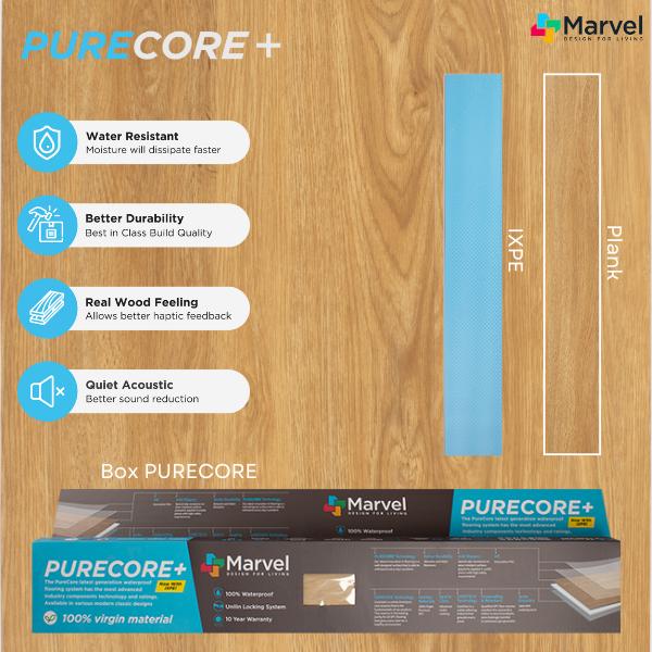Jual LANTAI SPC MARVEL PURECORE+ 5mm ( 1Box Isi 10 Planks 2,196m2 ...