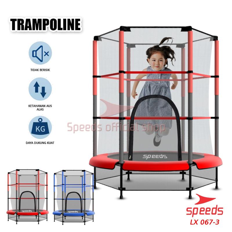SPEEDS 55inch Trampoline with Enclosure Net Trampolin Anak Dengan ...