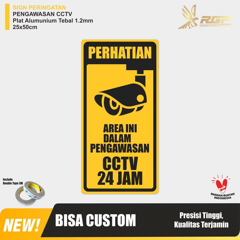 Rambu Sign Area Pengawasan CCTV 25cm x 50cm Plat Alumunium 1.2mm - Shop ...