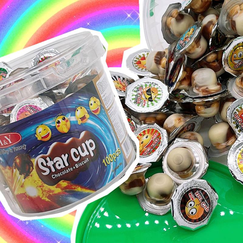 H&Y Chocolate Star Cup Chocolate with Biscuit 100pcs/Jar-In vogue ...