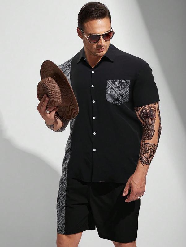 big men fashion summer black shirt and shorts TZ006 Local Stock ...
