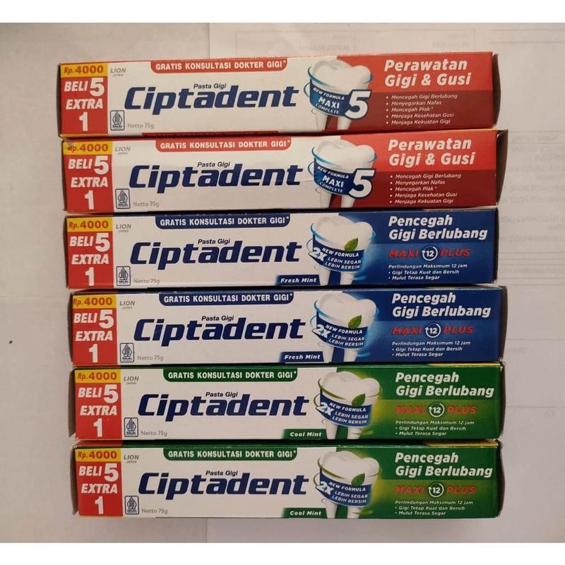 6 Pcs Pasta Gigi Ciptadent 75gr untuk Kesehatan Mulut - Shop | Tokopedia