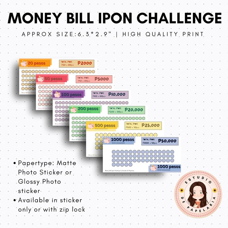 Estudio | Money Bill Ipon Challenge Sticker or with Ziplock - TikTok ...
