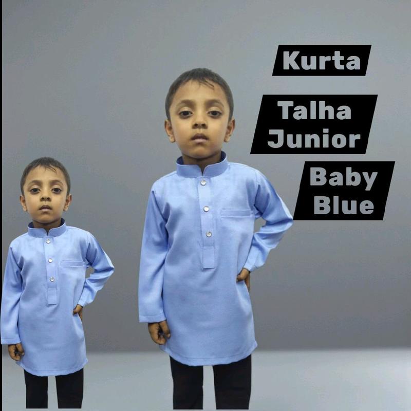 Talha Junior Kurta Budak Lelaki Patern Plain Baju Comocrepe Baby ...