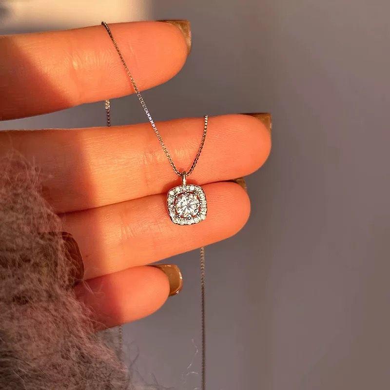 Kalung Titanium Kotak Zircon Simple Wanita Aksesoris Pesta Harian - Shop | Tokopedia