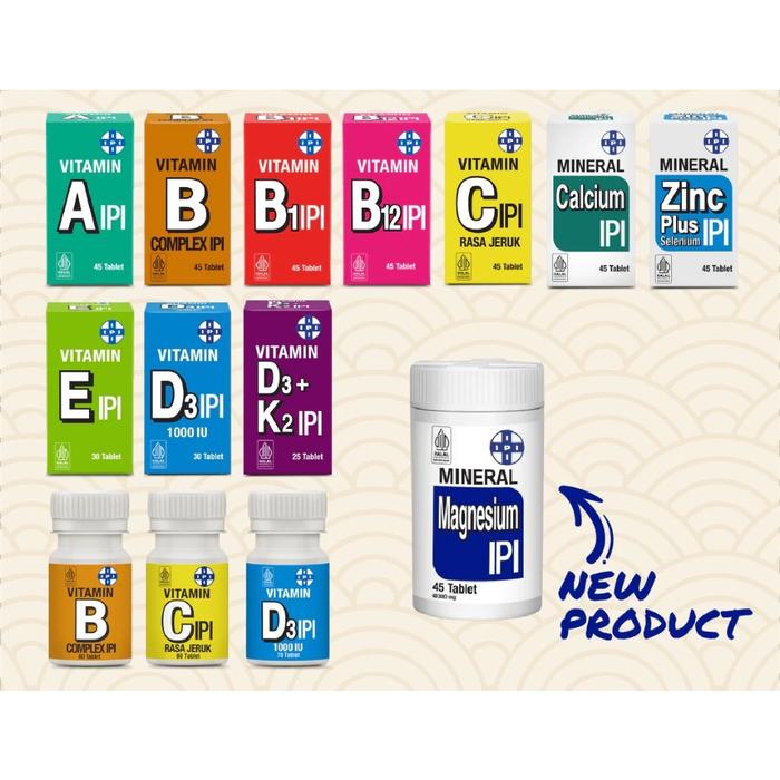 Jual VITAMIN IPI - IPI All Varian - A, B Complex, B1 , B12 ,C , D3 , E ...