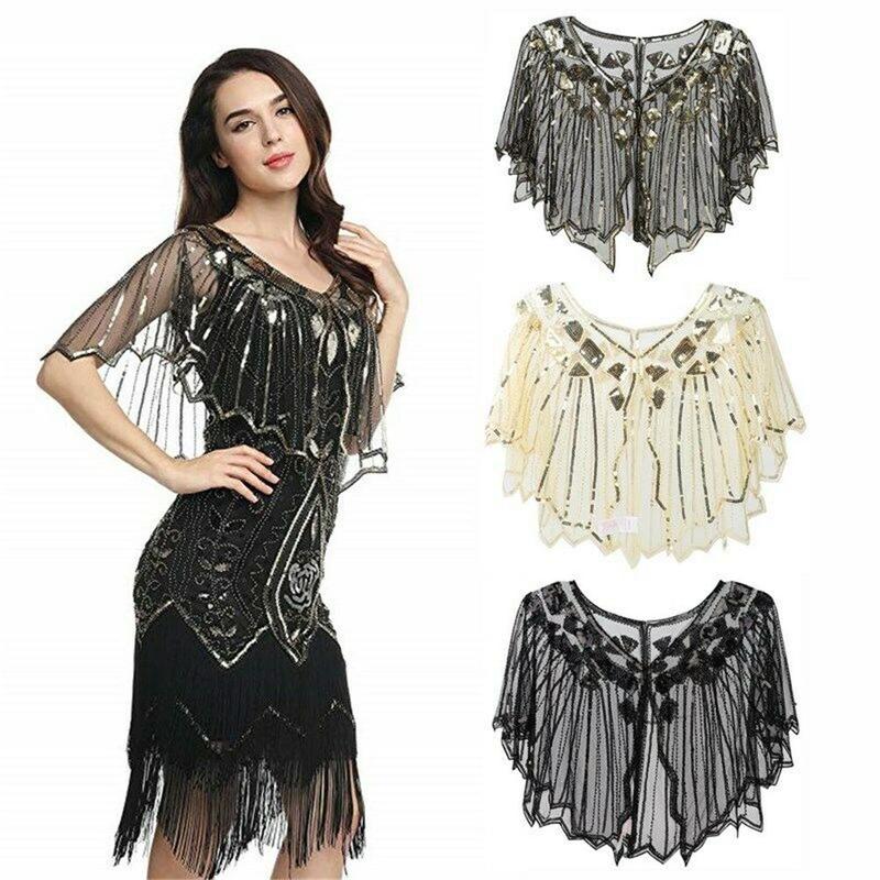 1920s Flapper Cover Up Party Vintage Sequins Shawl Wraps Short - TikTok ...