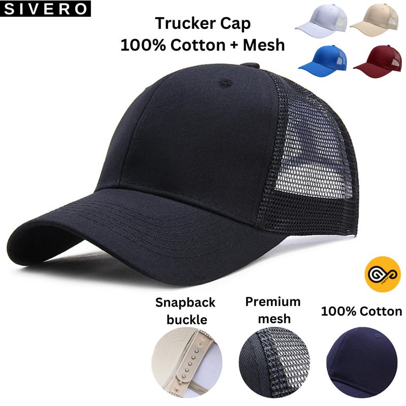 Trucker Baseball Cap Cotton Topi Lelaki Wanita Mesh Adjustable - TikTok ...
