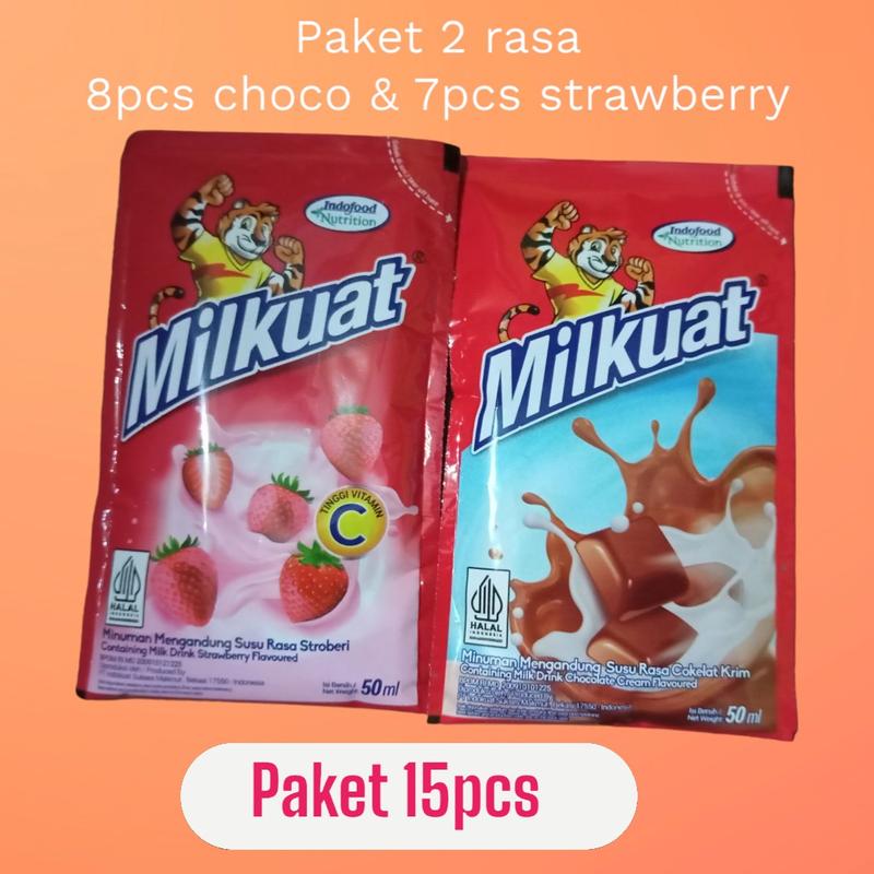 Paket 15 mix milkuat pouch rasa Cokelat& strawbery 50ml - Shop | Tokopedia