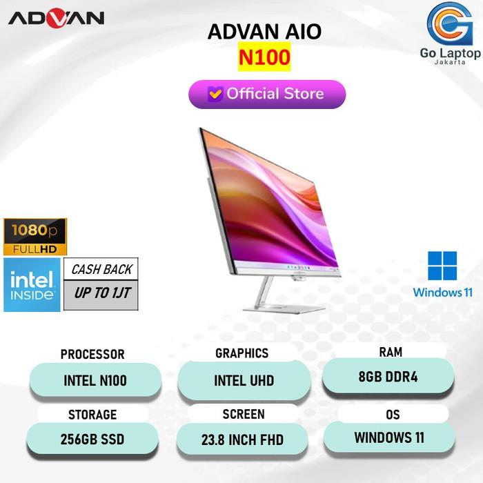 Promo ADVAN AIO N100 Ram 4GB /8GB 128GB Ssd 23.8 inch Fhd W11 Cicil 0% ...