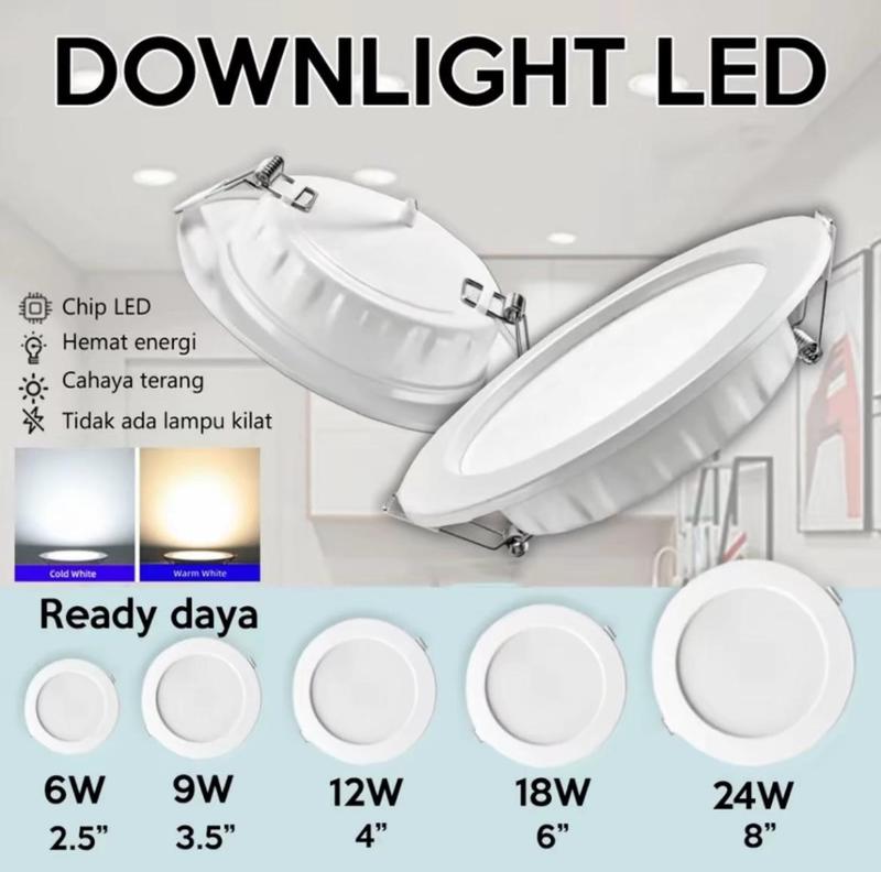 Lampu Downlight LED Panel Lamp 3W/6W/9W/12W/18W/24W PUTIH/KUNING - Shop ...