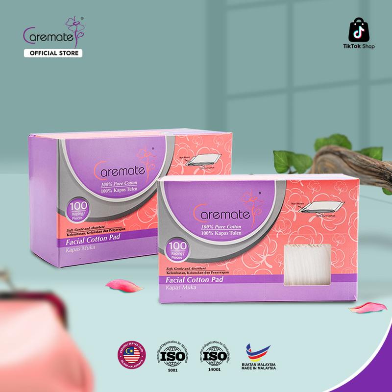 Caremate Cotton Facial Square 100's | (COSMETIC COTTON) Skincare ...