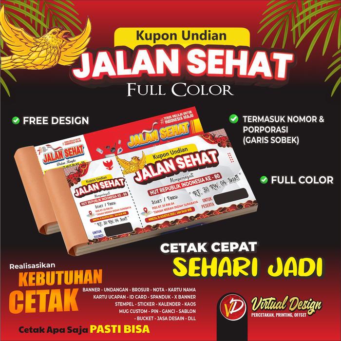 Jual (free design) KUPON UNDIAN/ PARKIR/ KUPON JALAN SEHAT / TIKET ...