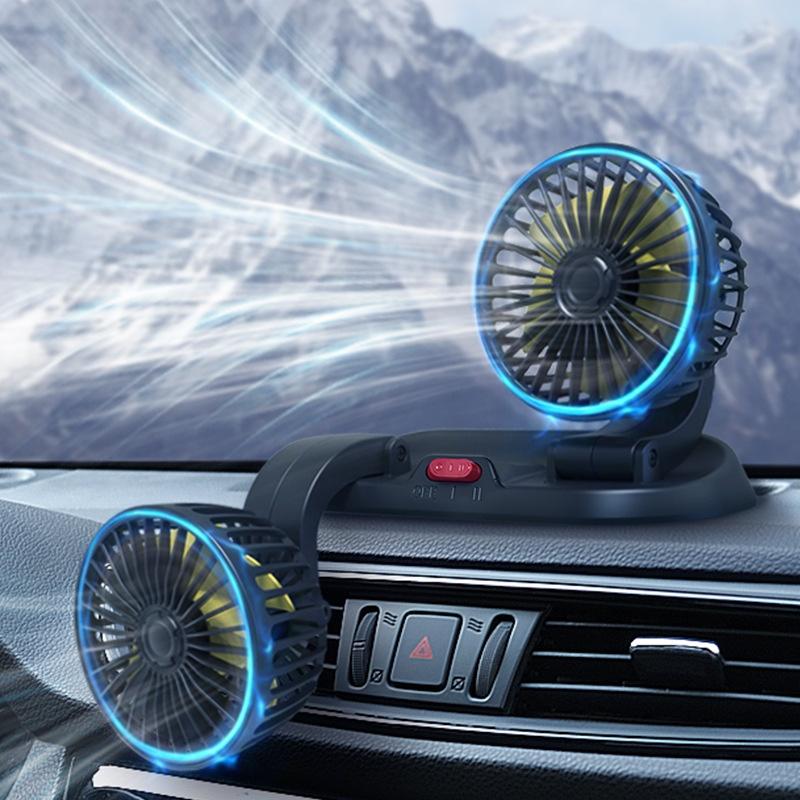Car Dual Head Cooling Fan 24v Usb Car Fan Cooler 360 Degree All ...