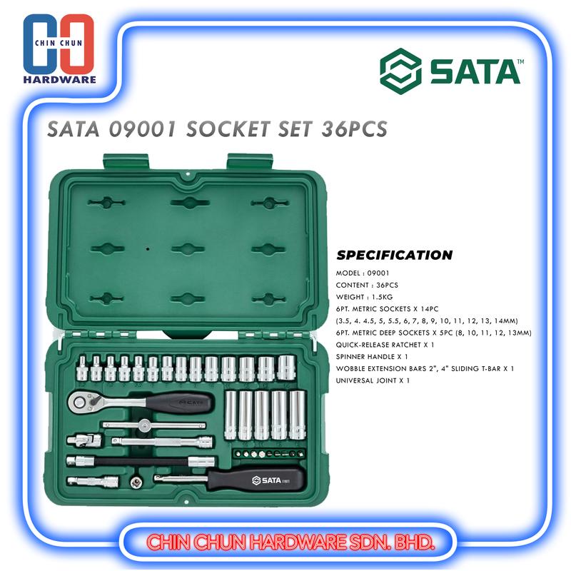 SATA-09001 36PCS 1/4" DR.SOCKET SET (METRIC) - TikTok Shop Malaysia