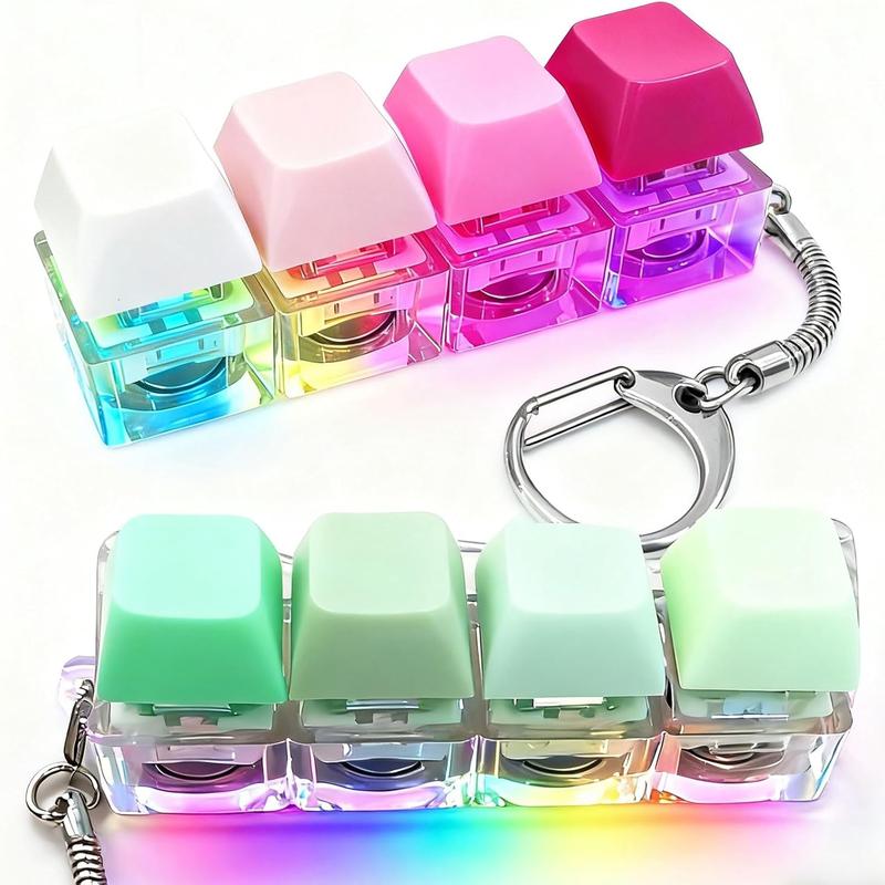 Glowing Keyboard Fidget Toy, 4-In-1 Decompression Squeeze Button ...