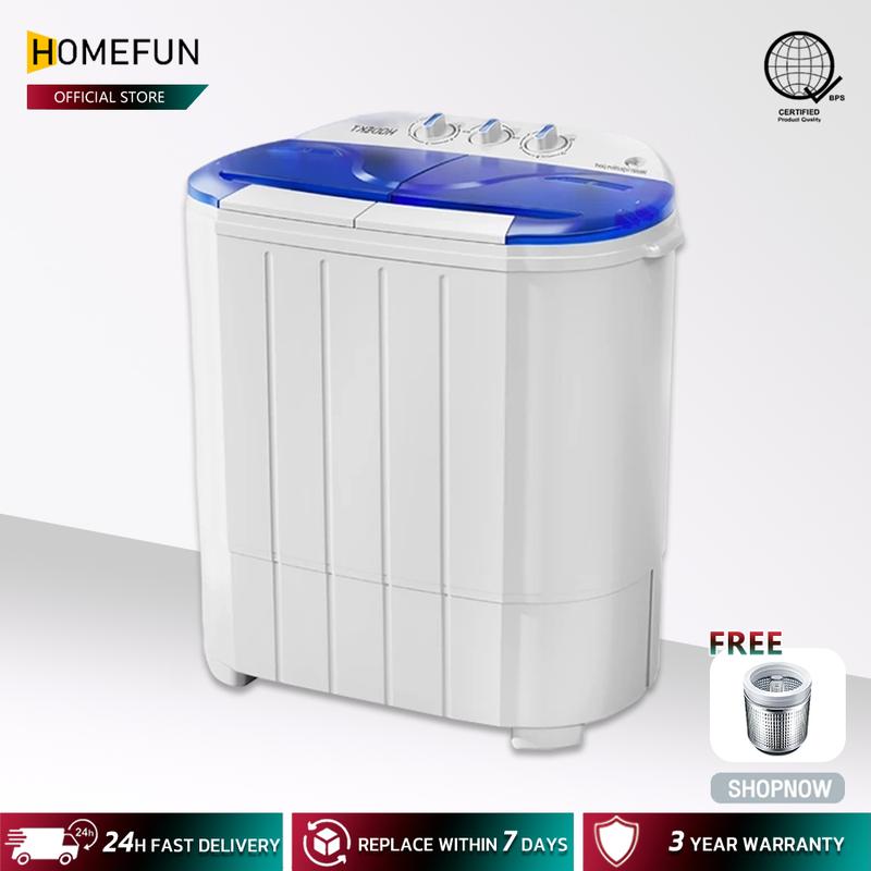 HOMEFUN Double Barrel Mini Washing Machine With Dryer Portable - TikTok ...