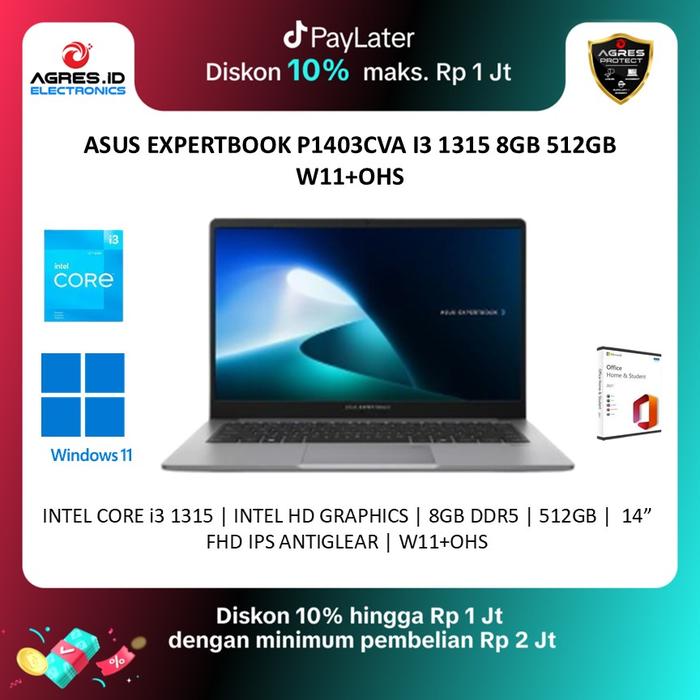 Promo ASUS EXPERTBOOK P1403CVA I3 1315 8GB 512GB W11+OHS 14.0FHD LAPTOP ...
