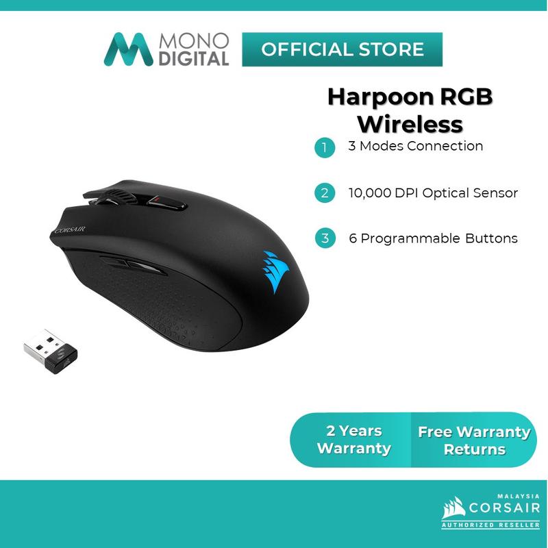 Corsair Harpoon PRO RGB USB Wired / Wireless Optical Gaming Mouse ...