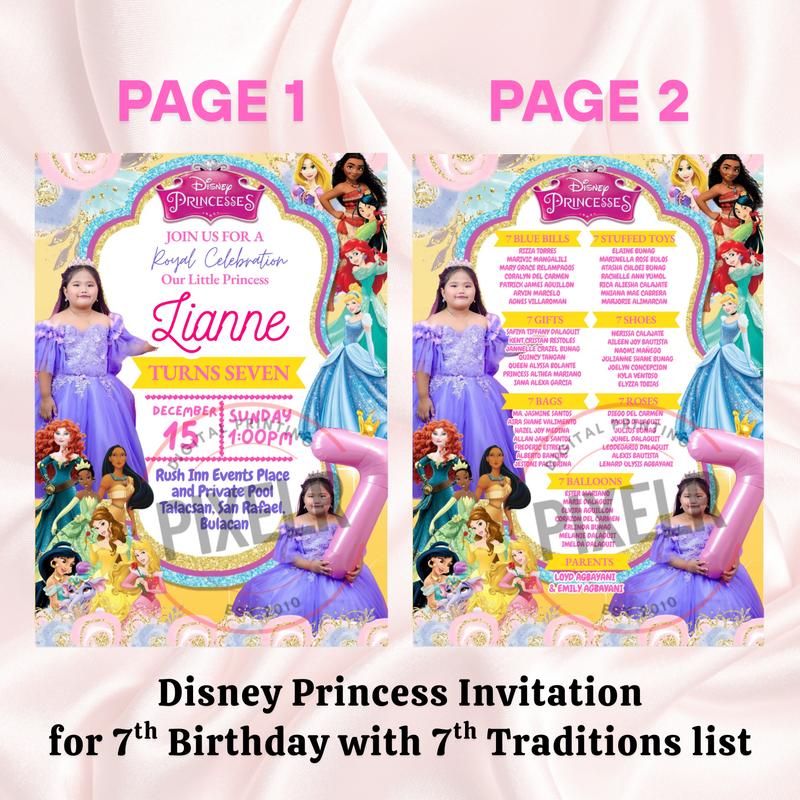 Disney Princess 7th Birthday Invitation with 7th Traditions - TikTok ...