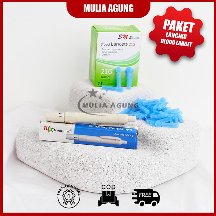 Promo PAKET Pena Bekam Lancing Device Plastik MS + Jarum Bekam Blood ...
