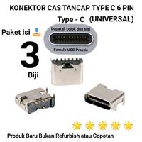 Promo Isi 3 Buah Konektor Cas Tipe C Usb Female Plug in Connector ...