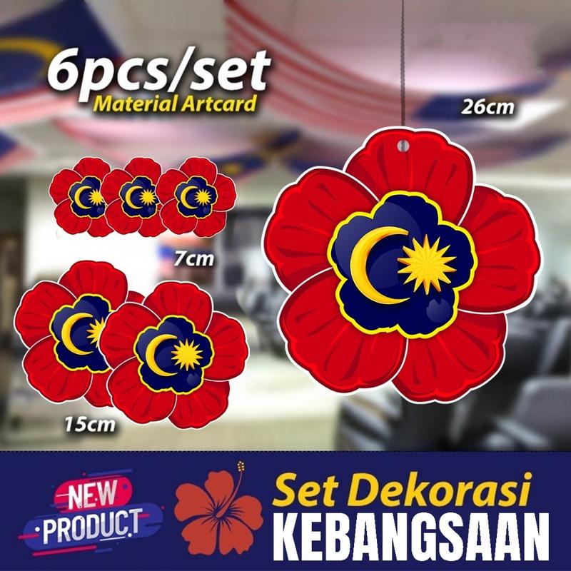 6pcs/Set Hiasan Bunga Merdeka Gantung 1side Tema Kebangsaan Sesuai ...