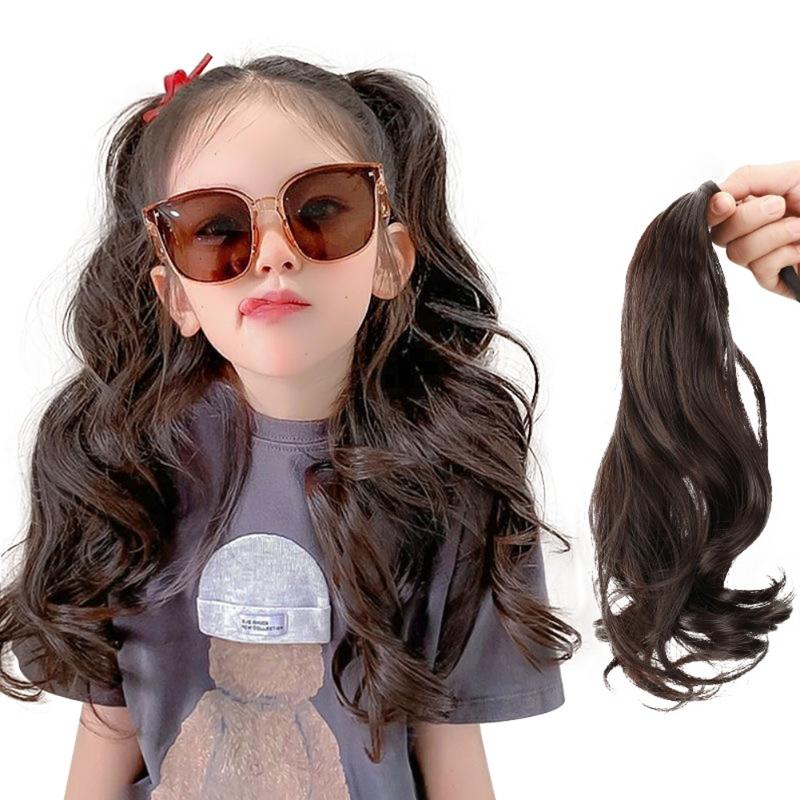 Childrens Wig Big Wave Braid Versatile Girls Banded Ponytail - TikTok ...