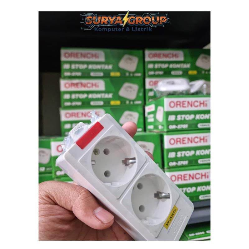 Stop Kontak Arde + Lampu Orenchi Gemini 2 3 4 5 Lubang ASLI KUNINGAN ...