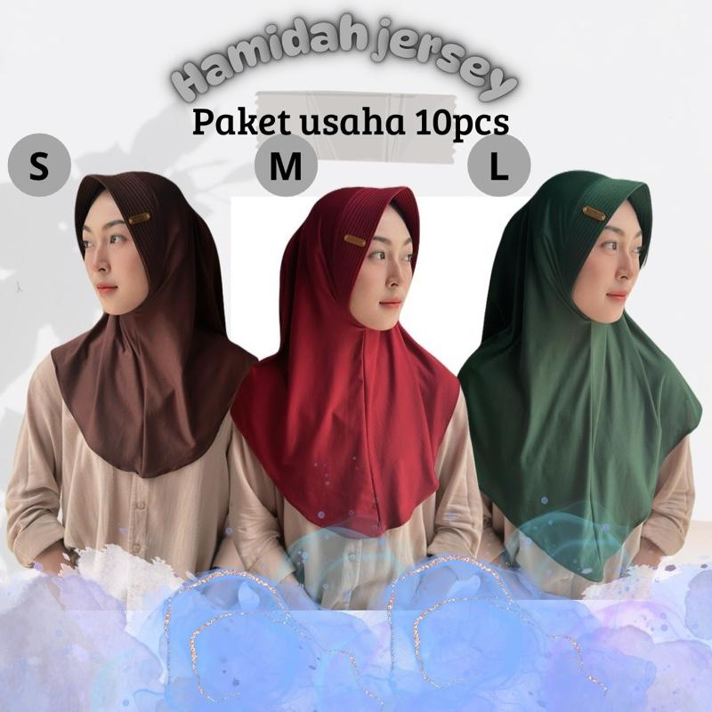 (PAKET USAHA 10 PCS) SIZE S,M,L BERGO JERSEY HAMIDAH/ JILBAB - Shop | Tokopedia