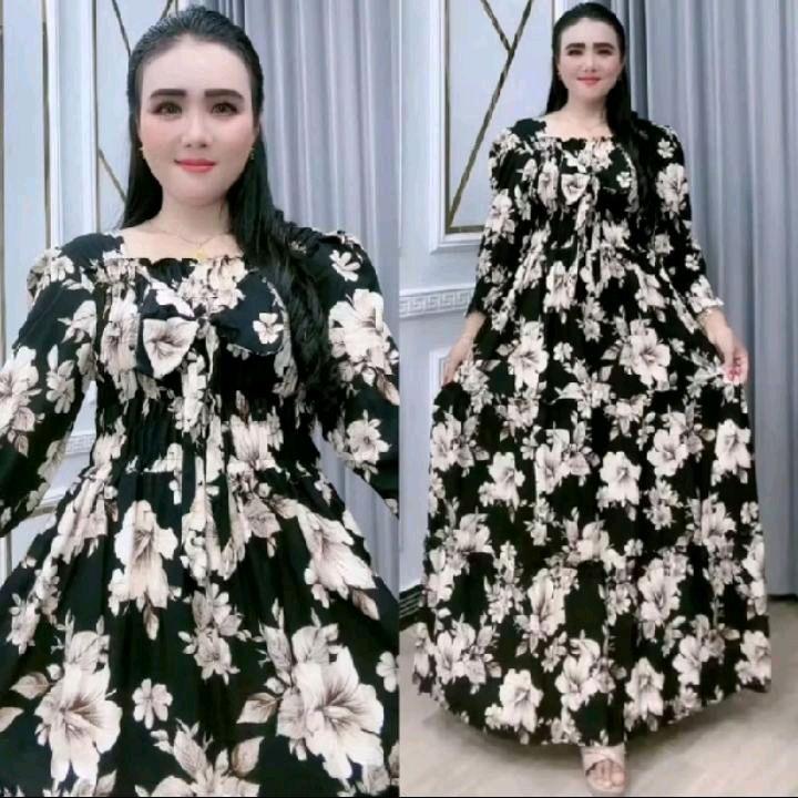 DASTER/ GAMIS/DRESS LENGAN PANJAMG SMOK PITA MARIMAR - Shop | Tokopedia