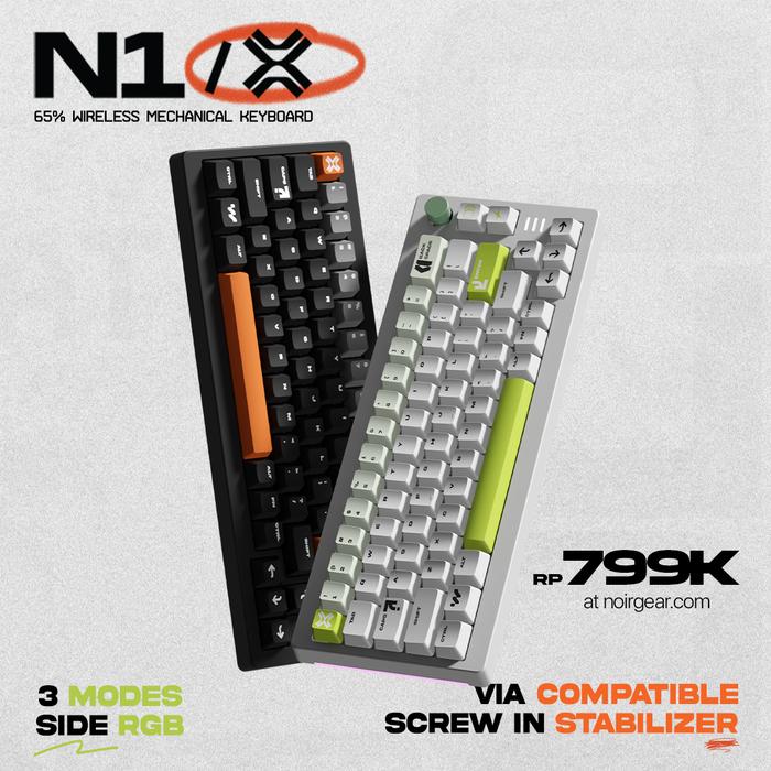 Promo Noir N1/X 65% VIA/QMK Wireless Mechanical Keyboard Gasket Mount ...