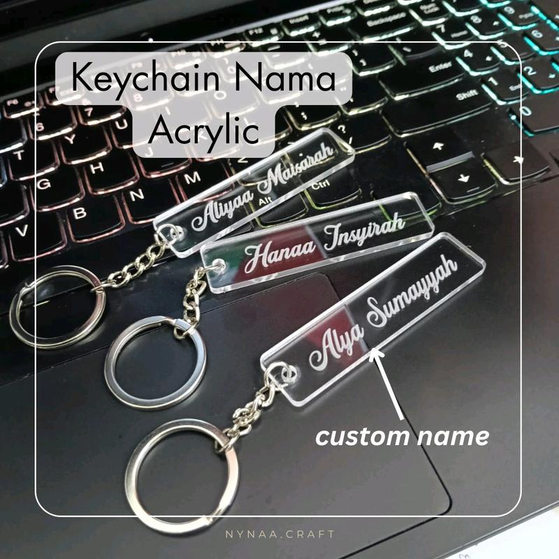 Keychain Nama Acrylic 60mm | Engrave Keychain | Keychain Murah - TikTok ...