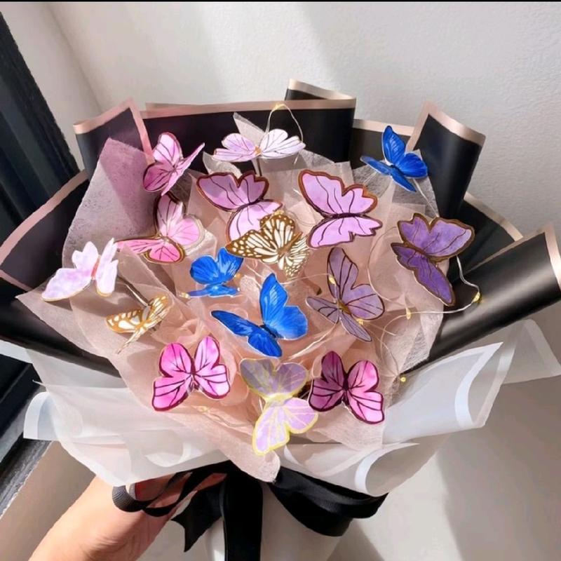 Topper Buket Kupu Kupu Free Penyangga dan Lem || Isi 10 pcs Set Topper ...