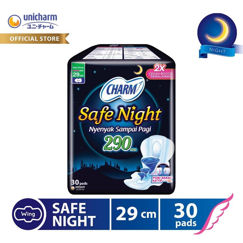 Charm Pembalut Safe Night 29cm Wing 30 pads - Shop | Tokopedia