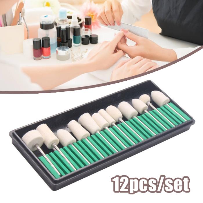Promo 12pcs/Set Mini Wool Polisher Head Buffering Bur poles wool felt ...