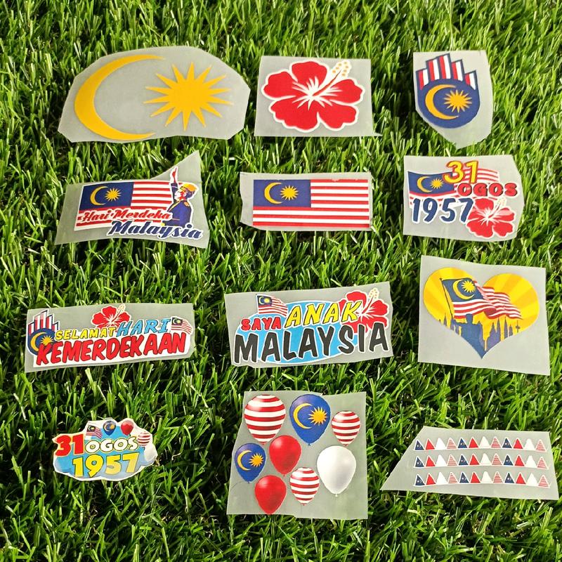 Sticker Fabrik Iron, Bendera Malaysia, Bulan Bintang, Bunga Raya ...