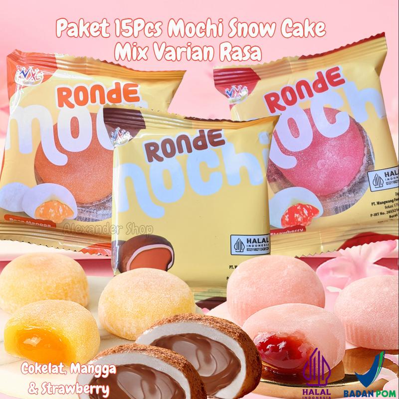 Mochi Ronde Isi Selai Isi 15pcs- 3 Varian Rasa (Mangga, Strawberry ...