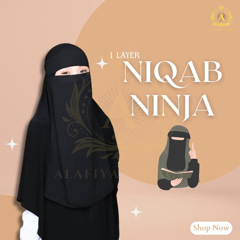 Niqab Ninja Chiffon (1 Layer) Murah Hitam - Kain Lembut & Ringan ...