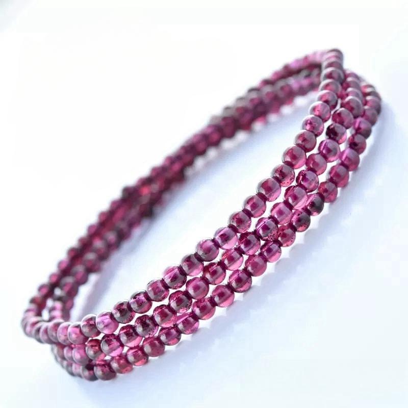 3MM Natural Wine red Garnet Bracelet Garnet Stacking Bracelet - TikTok ...