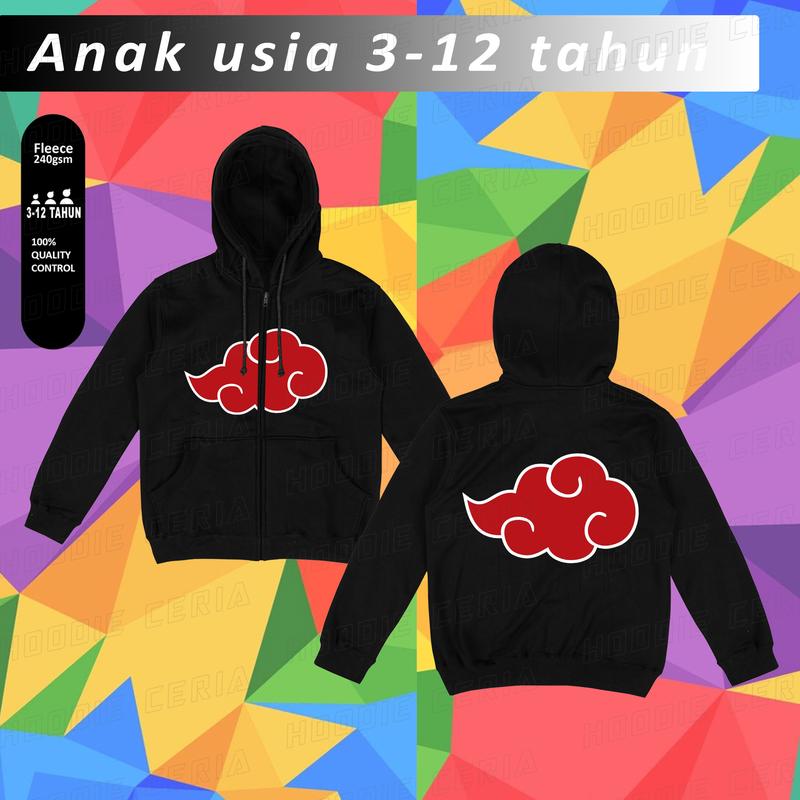 JAKET HOODIE ANAK AKATSUKI NARUTO - JAKET ANAK NARUTO AKATSUKI - Shop ...