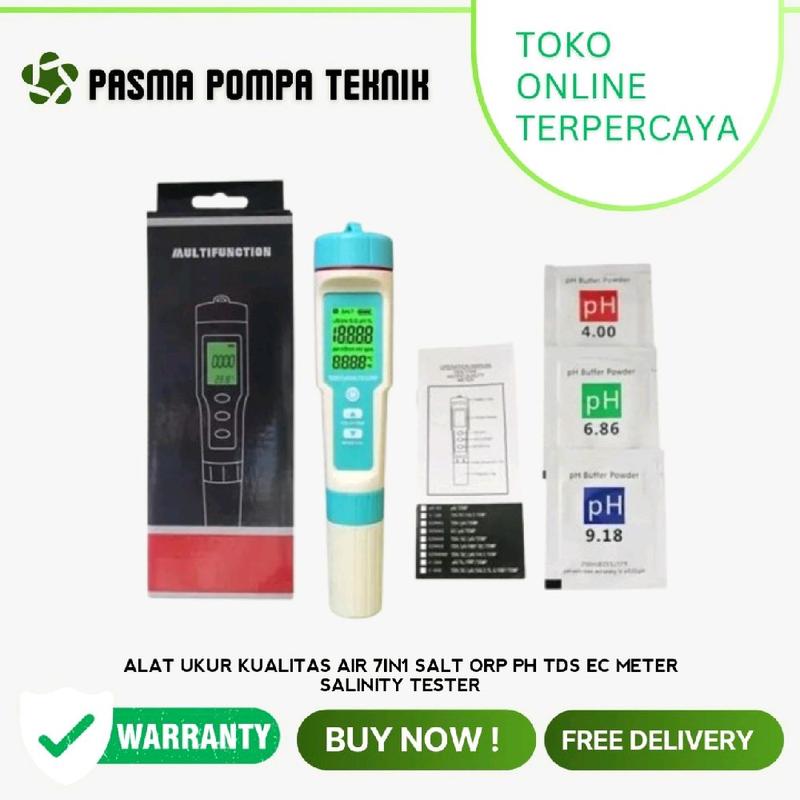 Alat Ukur Kualitas Air 7in1 Salt ORP PH TDS EC Meter Salinit - Shop ...