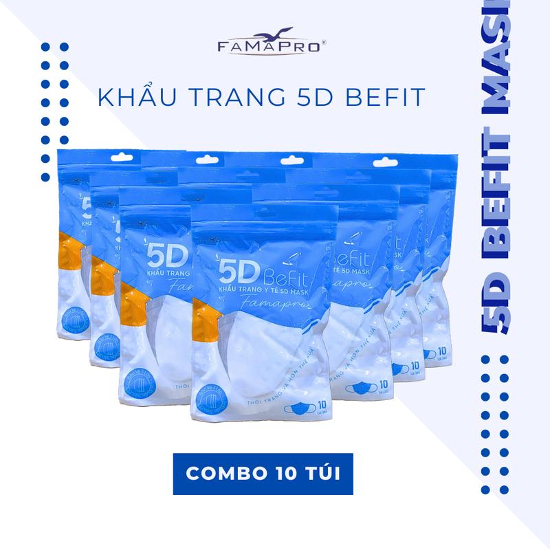 [Combo 100 cái - 10 túi] Khẩu trang Famapro 5D mask Befit 3 lớp ...