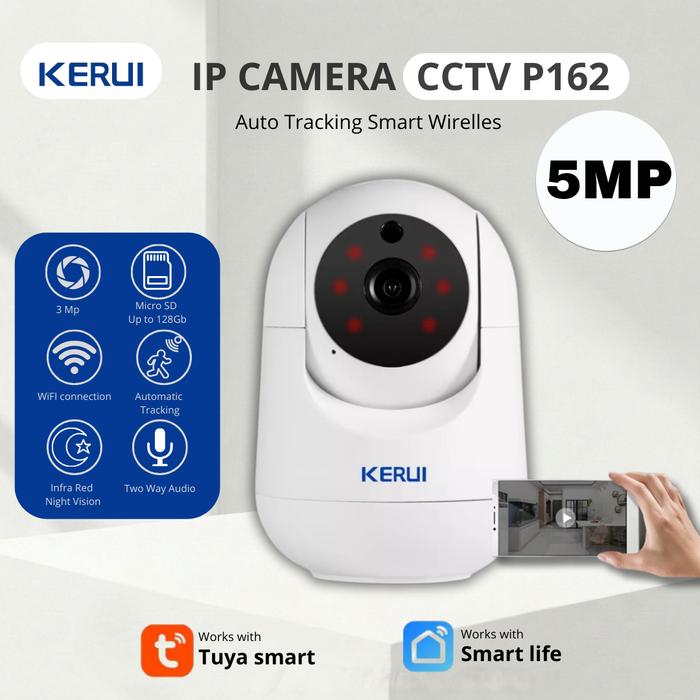 Promo KERUI Kamera IP CCTV Tuya Auto Tracking P162 5MP Smart Camera ...