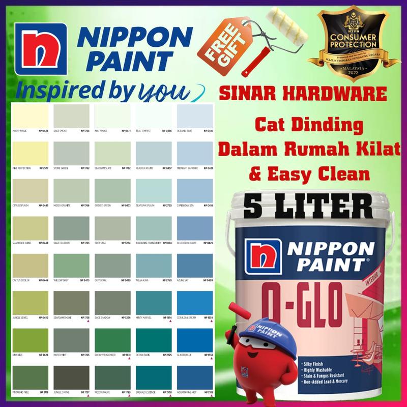 SINAR 5 LITER NIPPON Q GLO INTERIOR WALL SHEEN WASHABLE PAIN - TikTok ...