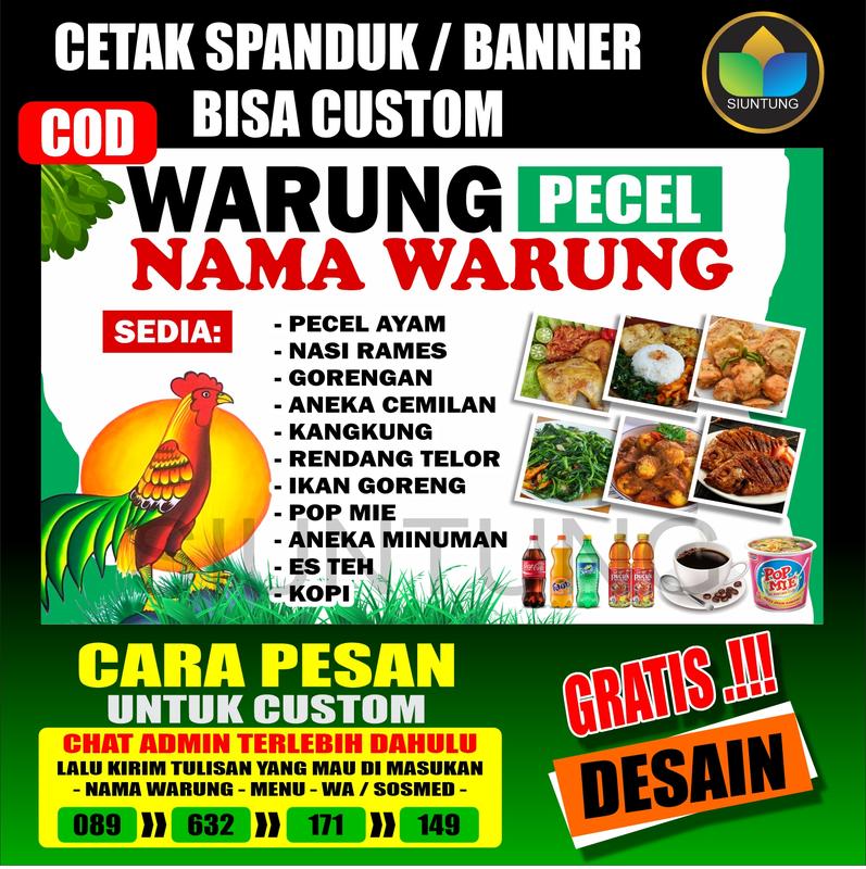 Spanduk Pecel Lele/Pecel Ayam /Warung jualan Custom Desain Gratis ...